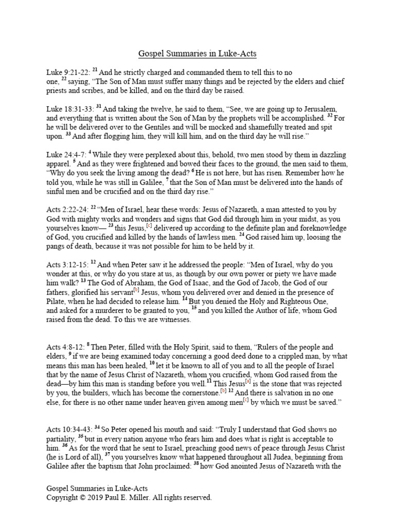 Gospel Summaries in Luke-Acts | PDF | Jesus | Theology