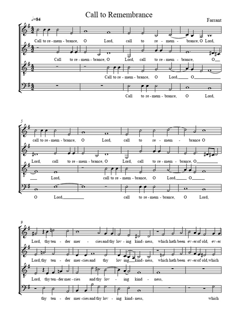 Call To Remembrance, Farrant | PDF