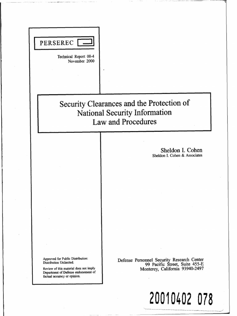 456908 | PDF | Security Clearance | Classified Information In The ...
