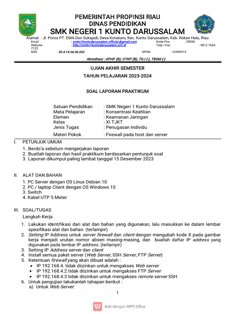 Soal Penugasan Uas Ganjil Tp.2023-2024 | PDF | Komputer
