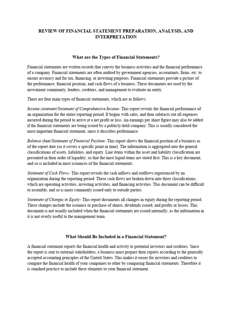 Review-Of-Financial-Statement Preparation | PDF | Financial Statement ... Review-Of-Financial-Statement Preparation | PDF | Financial Statement ...