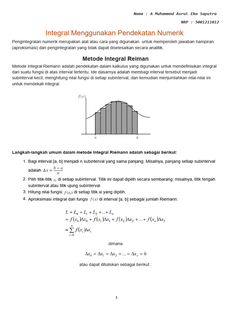 Metode Integral Riemann dan Contohnya | PDF | Metode & Bahan Ajar