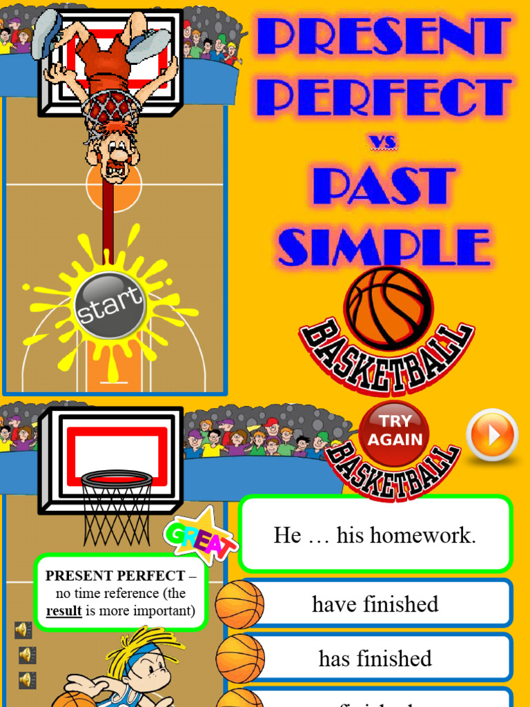 TEENS 5 Present Perfect Vs Past Simple Basketball Game | PDF | Grammar