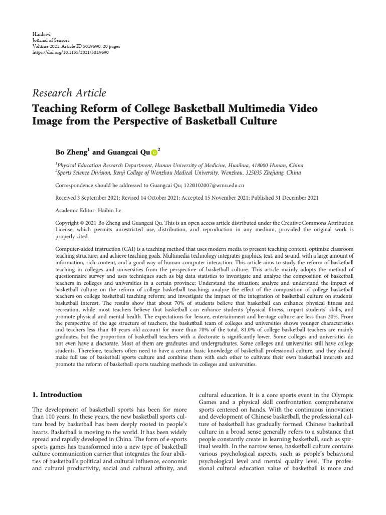 Teaching Reform of College Basketball Multimedia V | PDF | Multimedia ...