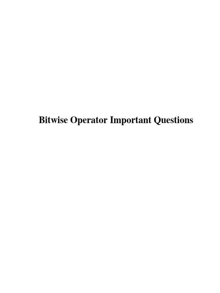BitWise Imp Questions | PDF | Mathematics | Computer Engineering
