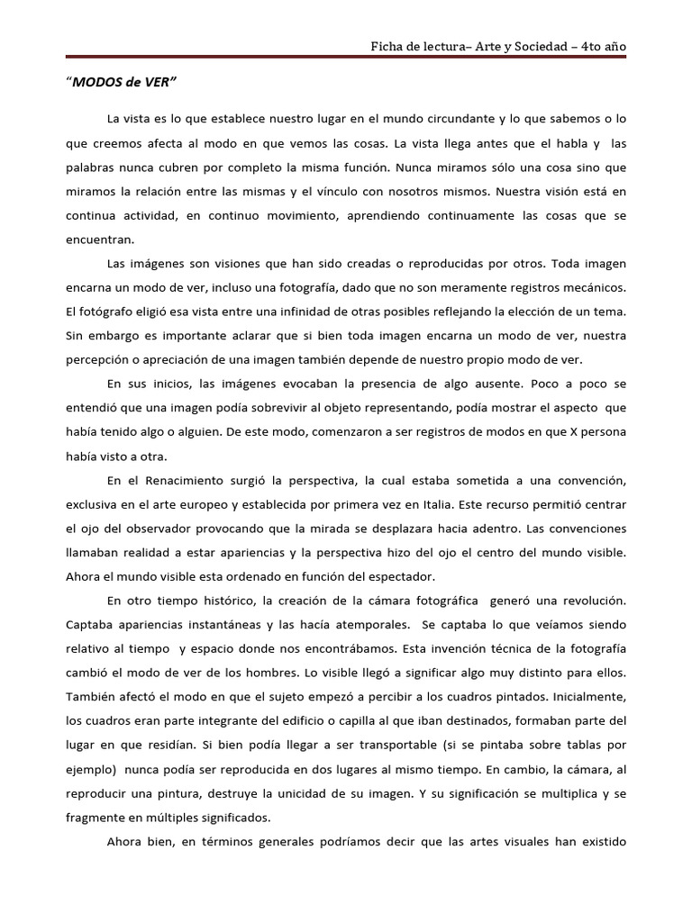 Ficha - Modos de Ver | PDF | Imagen | Perspectiva (Gráfica)