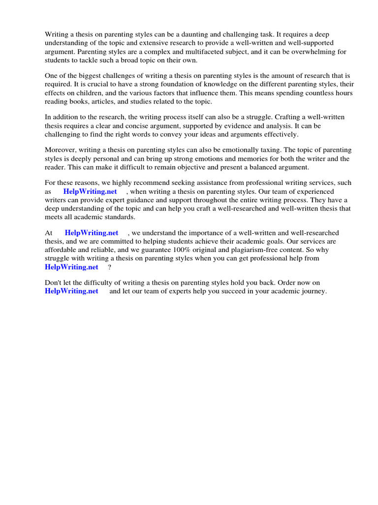 Term Paper On Parenting Styles | PDF | Parenting | Behavioural Sciences