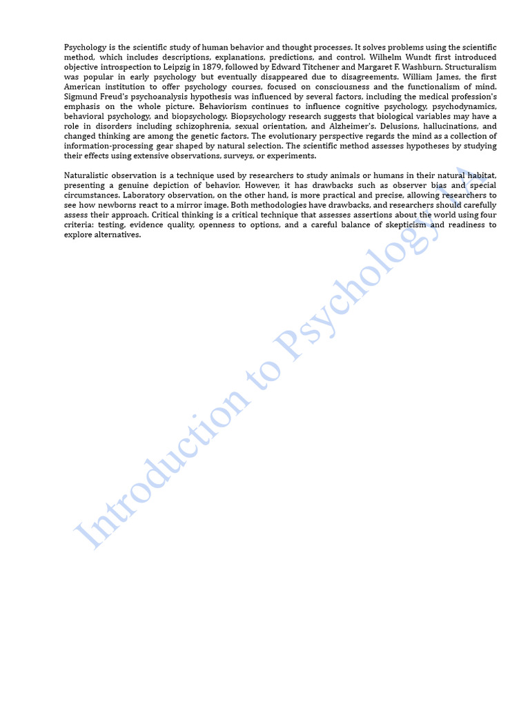 Intro Psy | PDF | Psychology | Cognitive Science