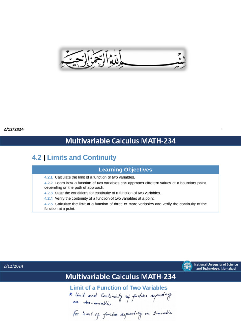 Limits and Continuity-Multivariable Calculus | PDF