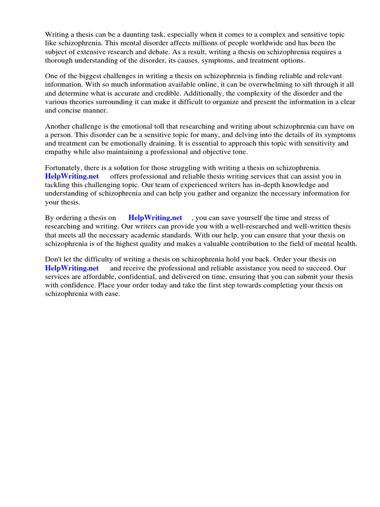 Term Paper Schizophrenia | PDF | Schizophrenia | Mental Disorder