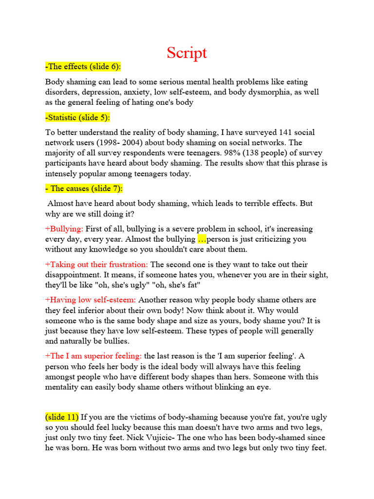Script 2 | PDF | Shame | Bullying