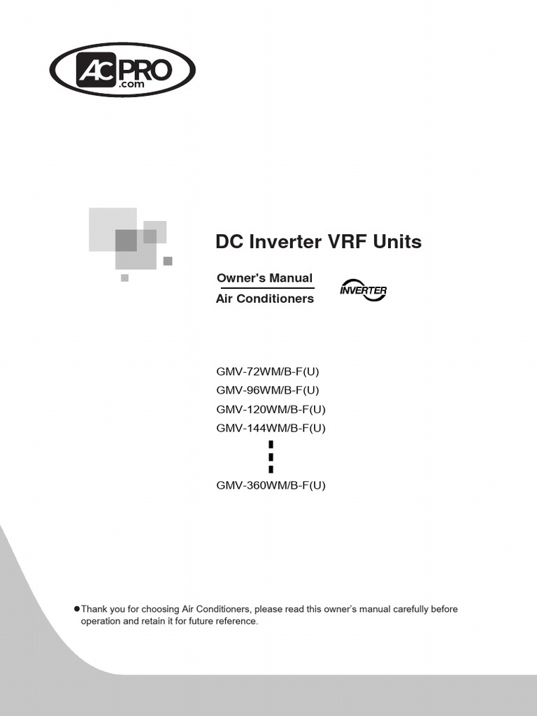 AC Pro Air Conditioner Owner's Manual | PDF | Pipe (Fluid Conveyance ...