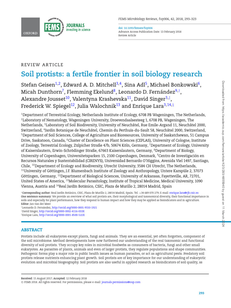 Soil Protists: Diversity and Impact | PDF | Protozoa | Fungus