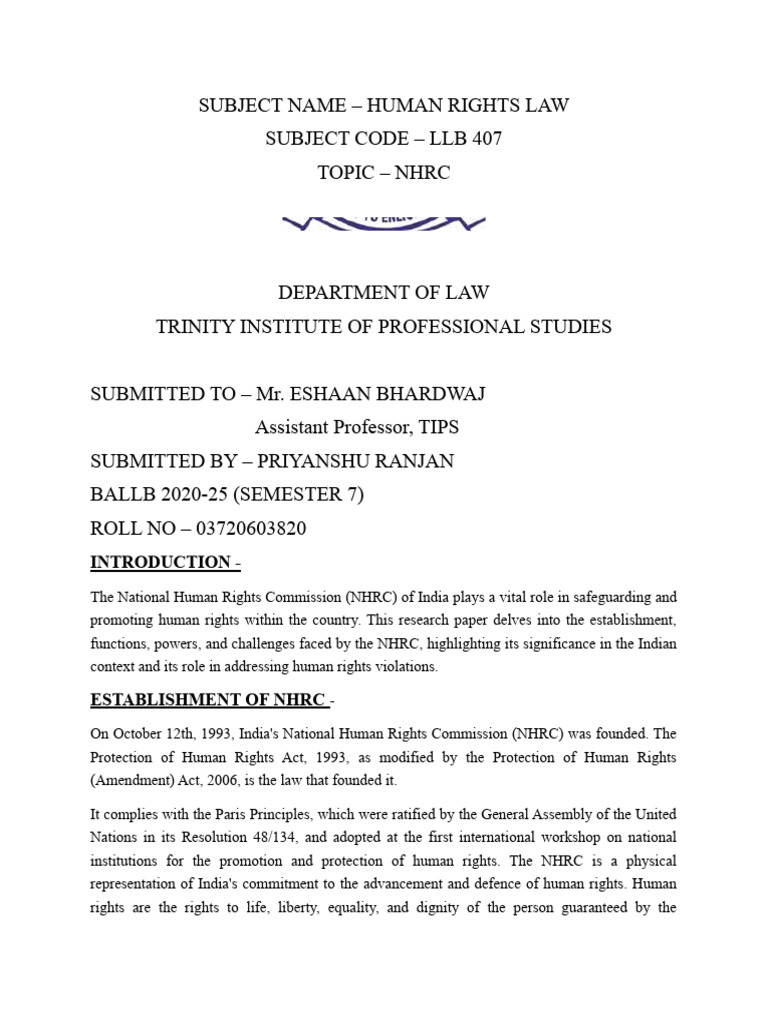 NHRC | Download Free PDF | Human Rights | Government Of India