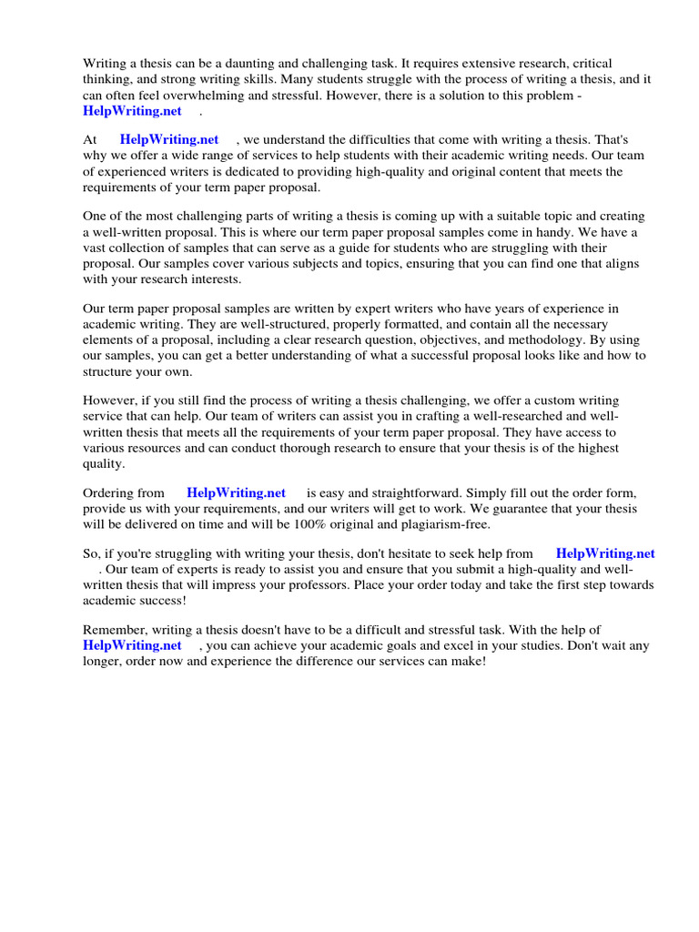 Term Paper Proposal Sample | PDF | Thesis | Essays