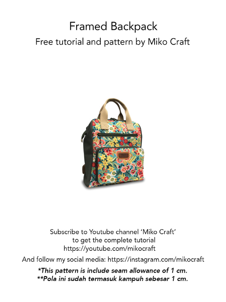 The Framed Backpack - Free Pattern and Tutorial by Miko Craft | PDF