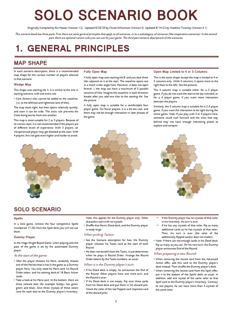 Mage Knight Solo Scenario Book V3.1 | PDF | Playing Cards | Randomness