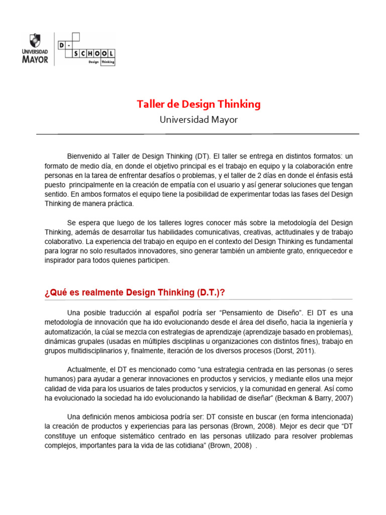 Documento Introductorio Al Design Thinking | PDF | El pensamiento de ...