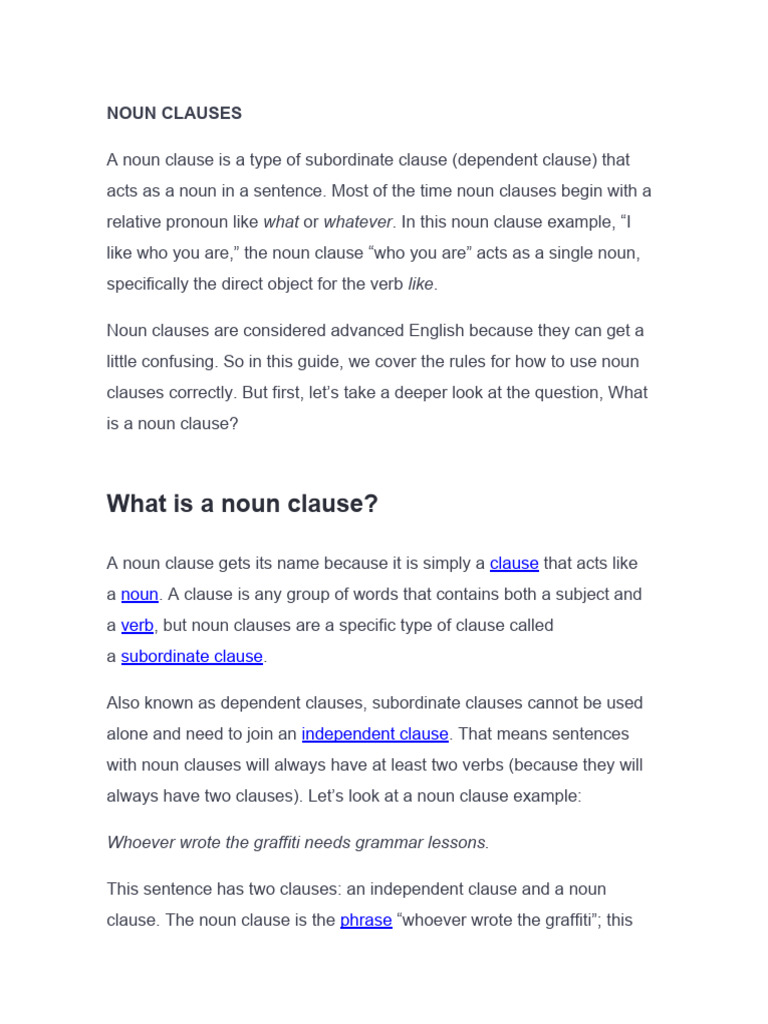 Noun Clauses | PDF | Clause | Noun