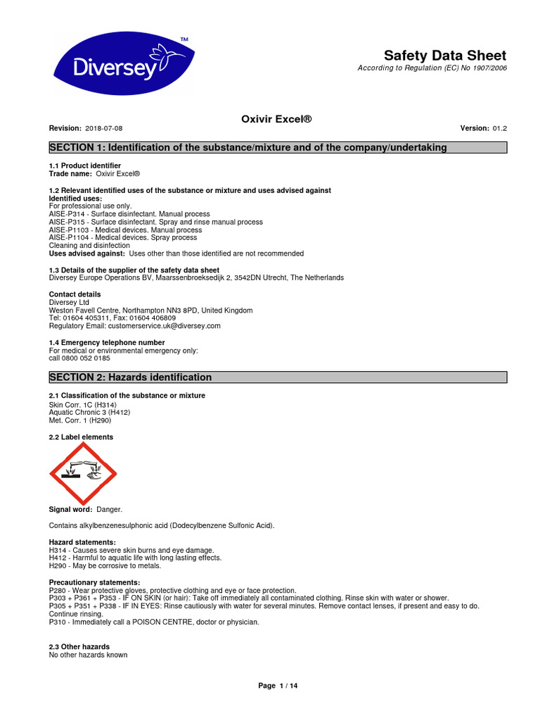 Peroxide Hydrogen MSDS | PDF | Toxicity | Personal Protective Equipment