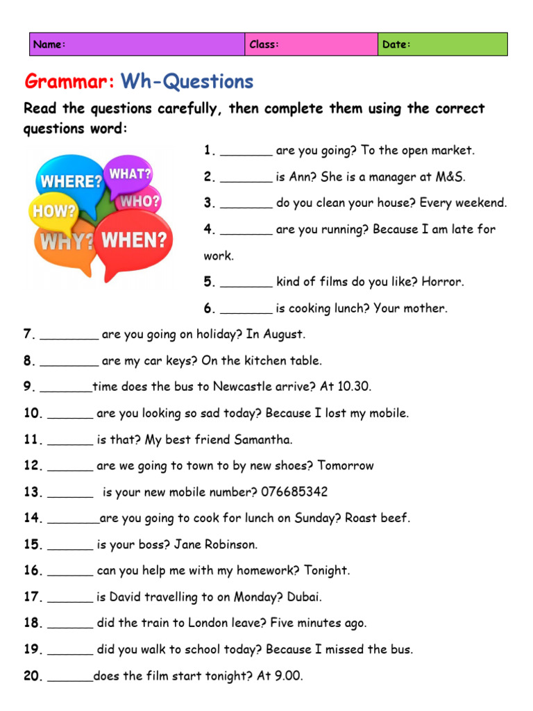 Whquestions Exercise | PDF