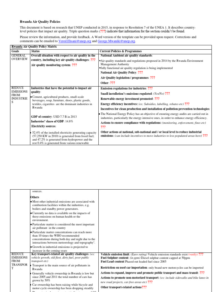 Rwanda Air Quality Policies | Download Free PDF | Air Pollution ...