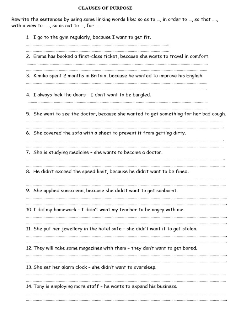 CLAUSES OF RESULT - Exercise | PDF