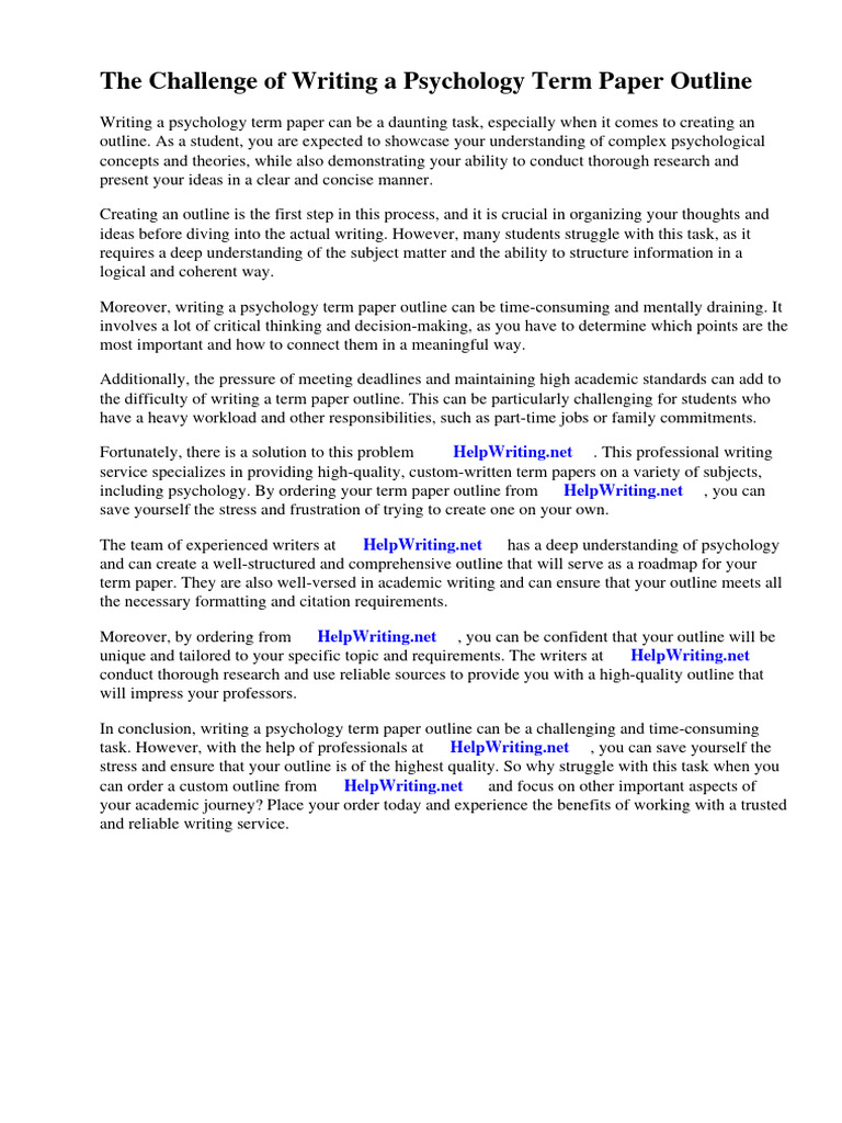 Psychology Term Paper Outline | PDF | Academic Publishing | Thought
