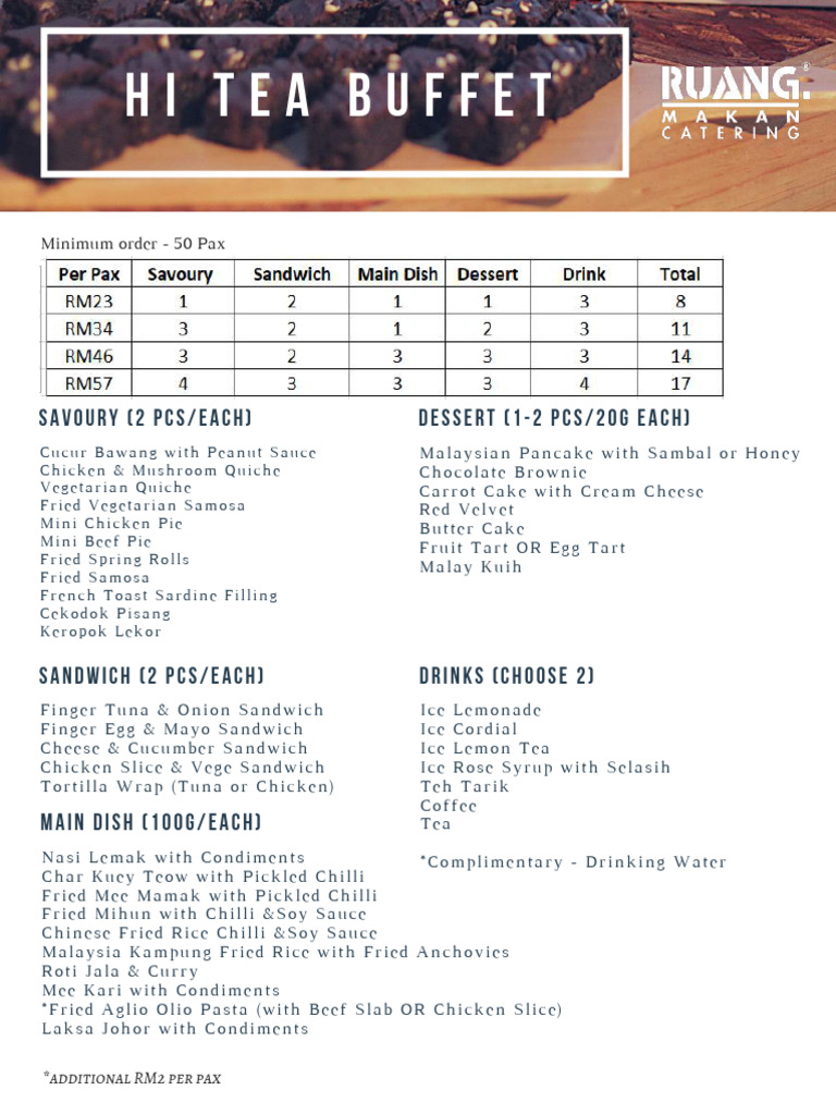 Malaysian Buffet Menu for 50 Pax | PDF