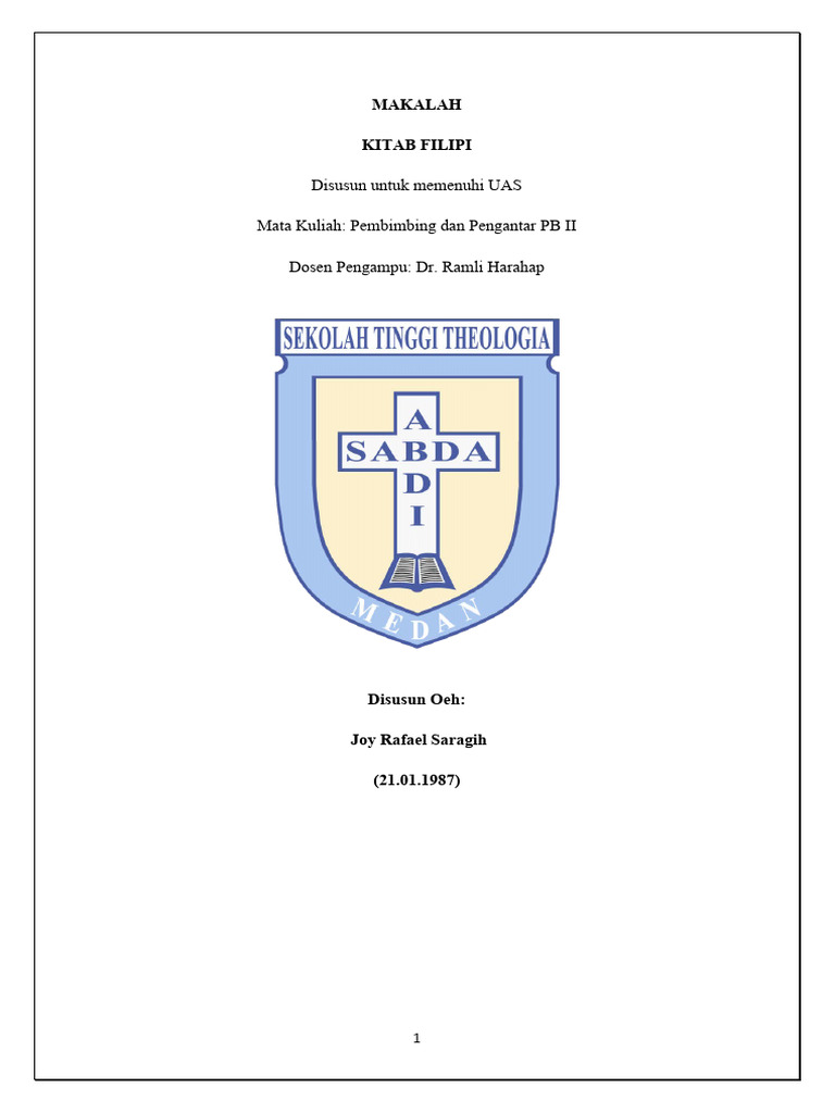 IC UAS 19 Joy Rafael Saragih Kitab Filipi | PDF