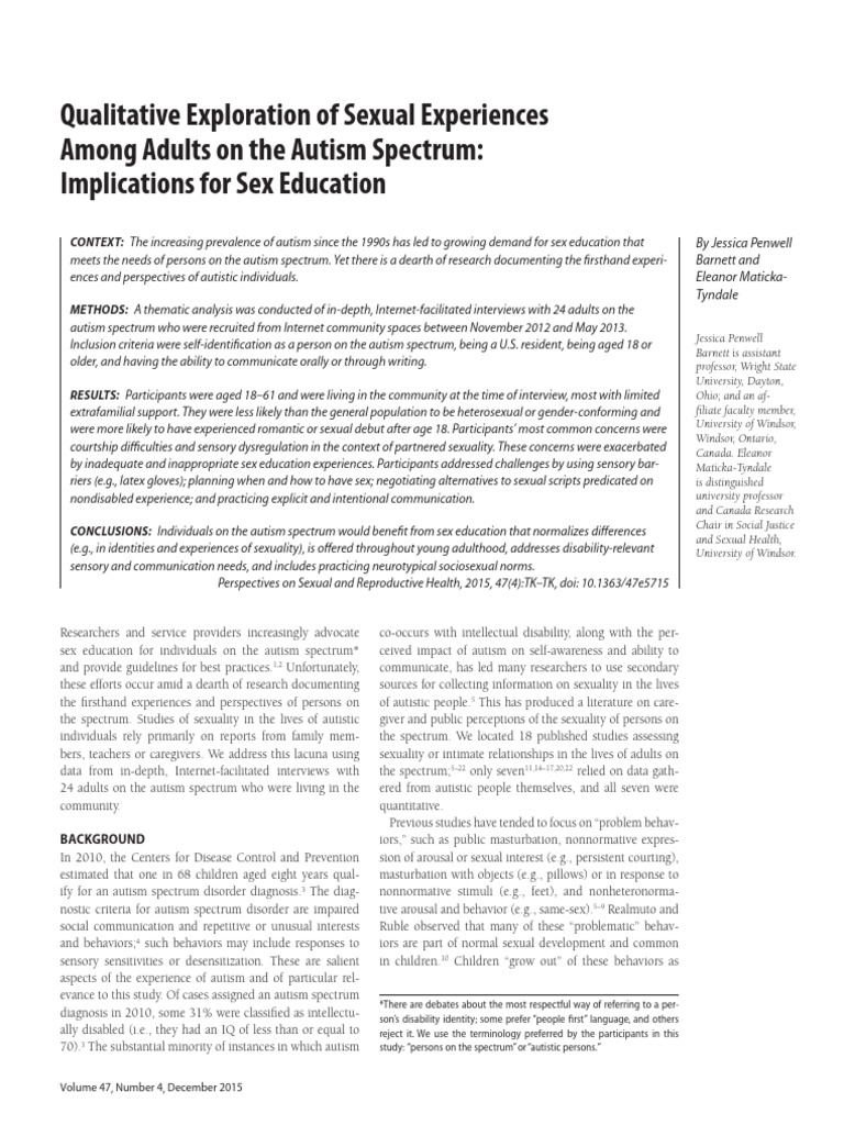 Barnett 2015 Pdf Autism Spectrum Sex Education
