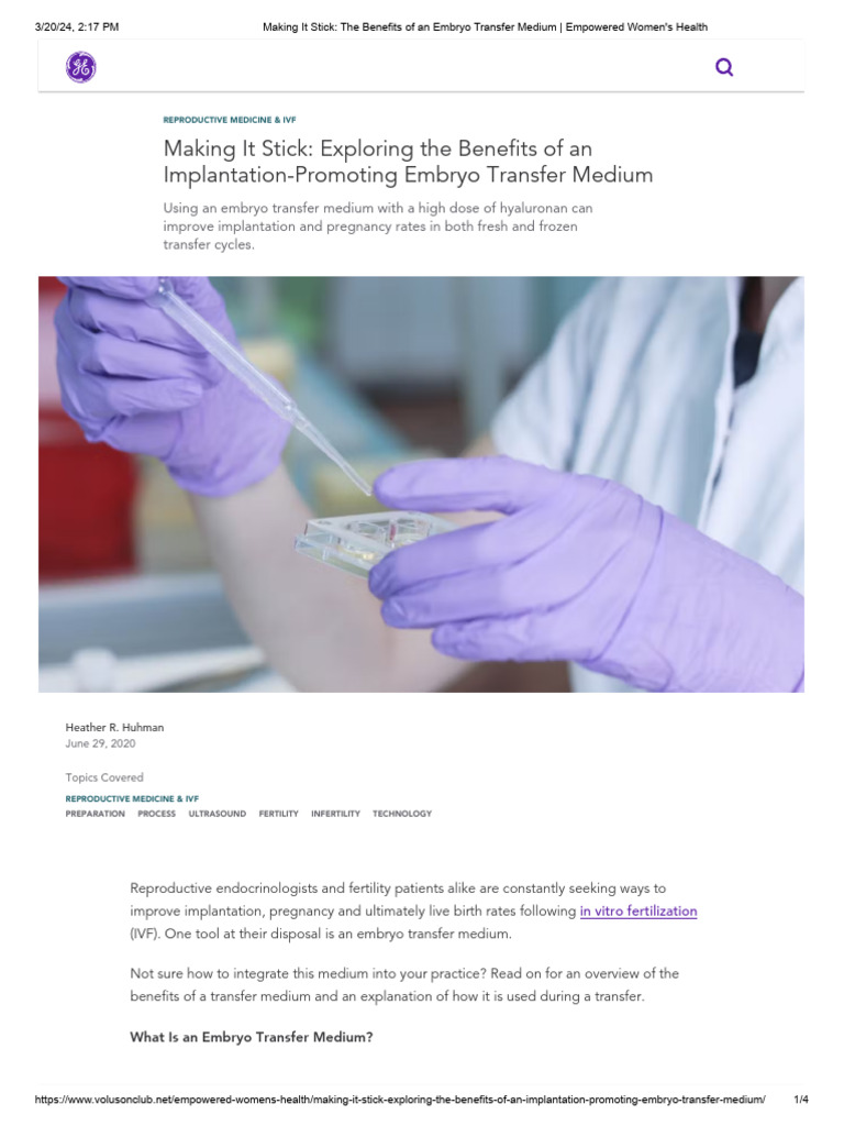 Making It Stick - The Benefits of An Embryo Transfer Medium - Empowered ...