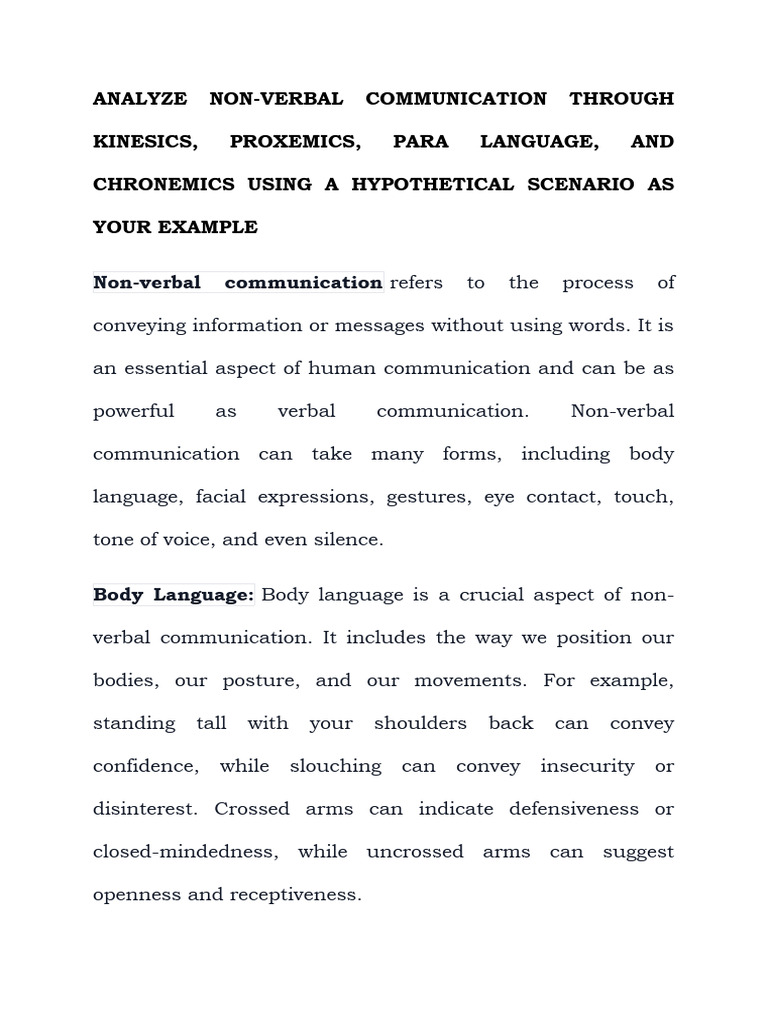 ANALYZE NON-VERBAL COMMUNICATION | PDF | Nonverbal Communication | Body ...
