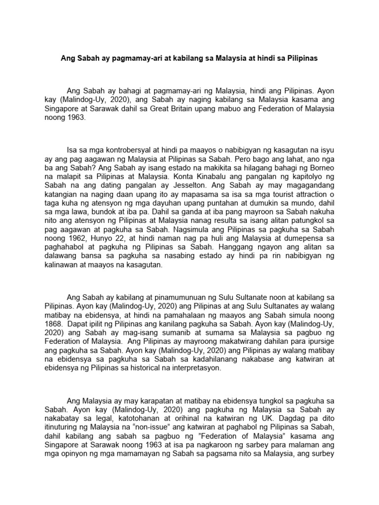 Ang Sabah Ay Pagmamay | PDF