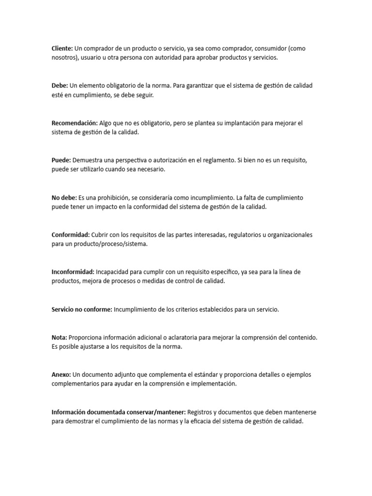 Glosario de Terminos ISO | PDF | Calidad (comercial) | Sistema de ...