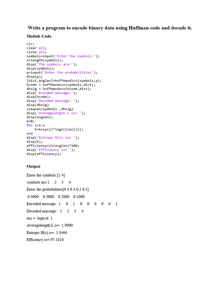 Huffman Code and Decode | PDF