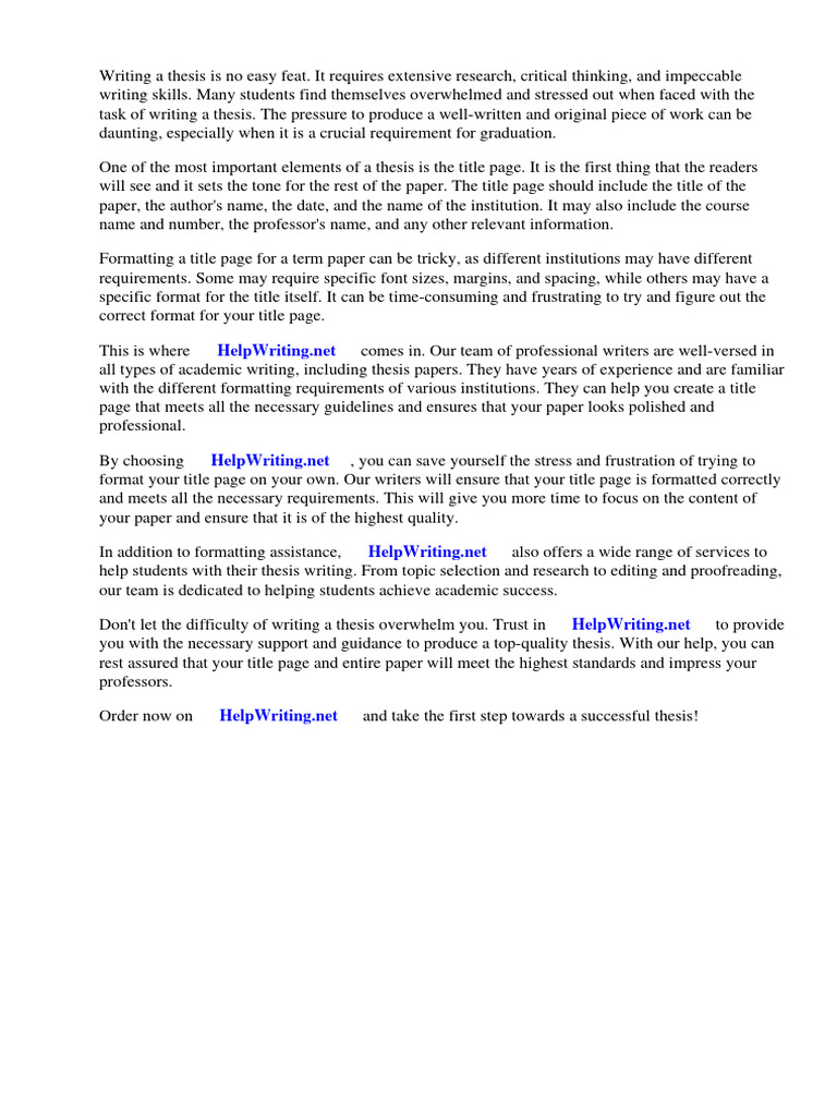 Title Page Term Paper Format | PDF | Apa Style | Essays