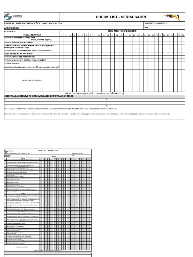 Check List - Airless | PDF | Guindaste (máquina) | Adoção