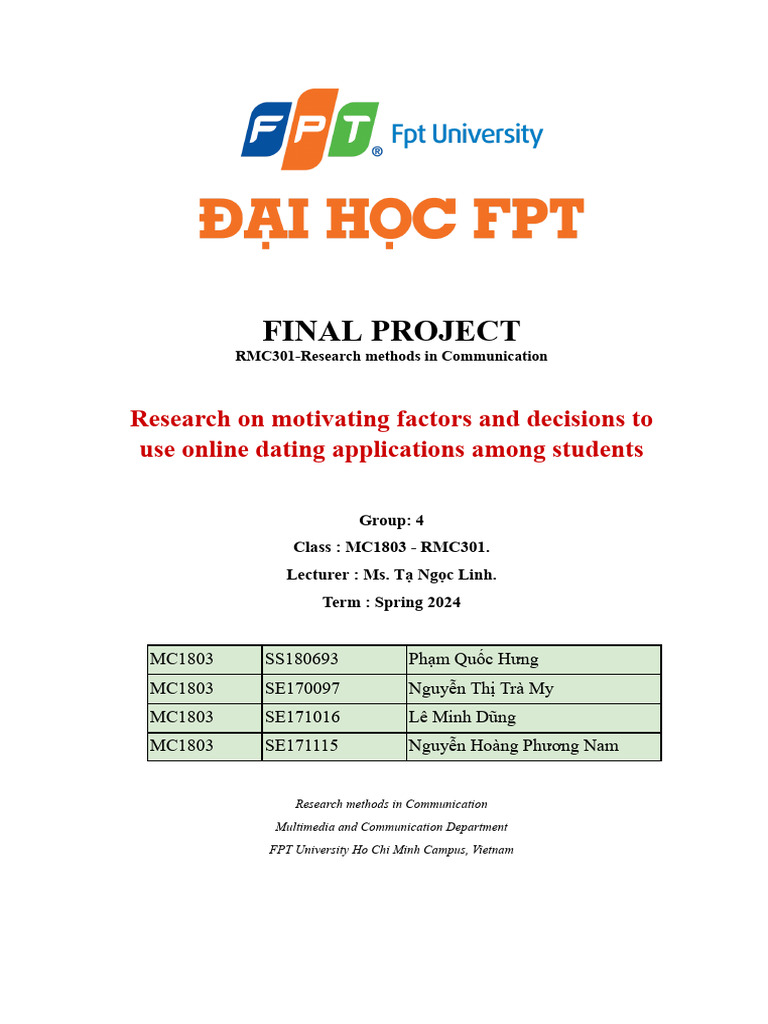 RMC301 - MC1803 - Group 4 - Final Report | PDF | Motivation | Motivational