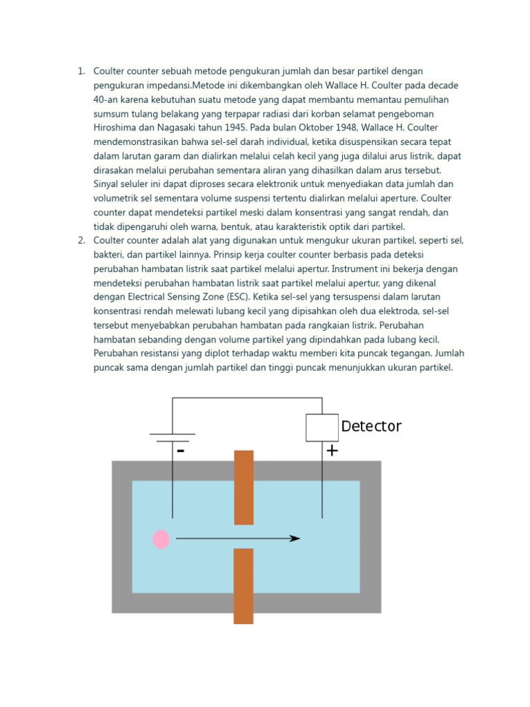 Coulter Counter: Prinsip dan Sejarah | PDF | Sains & Matematika