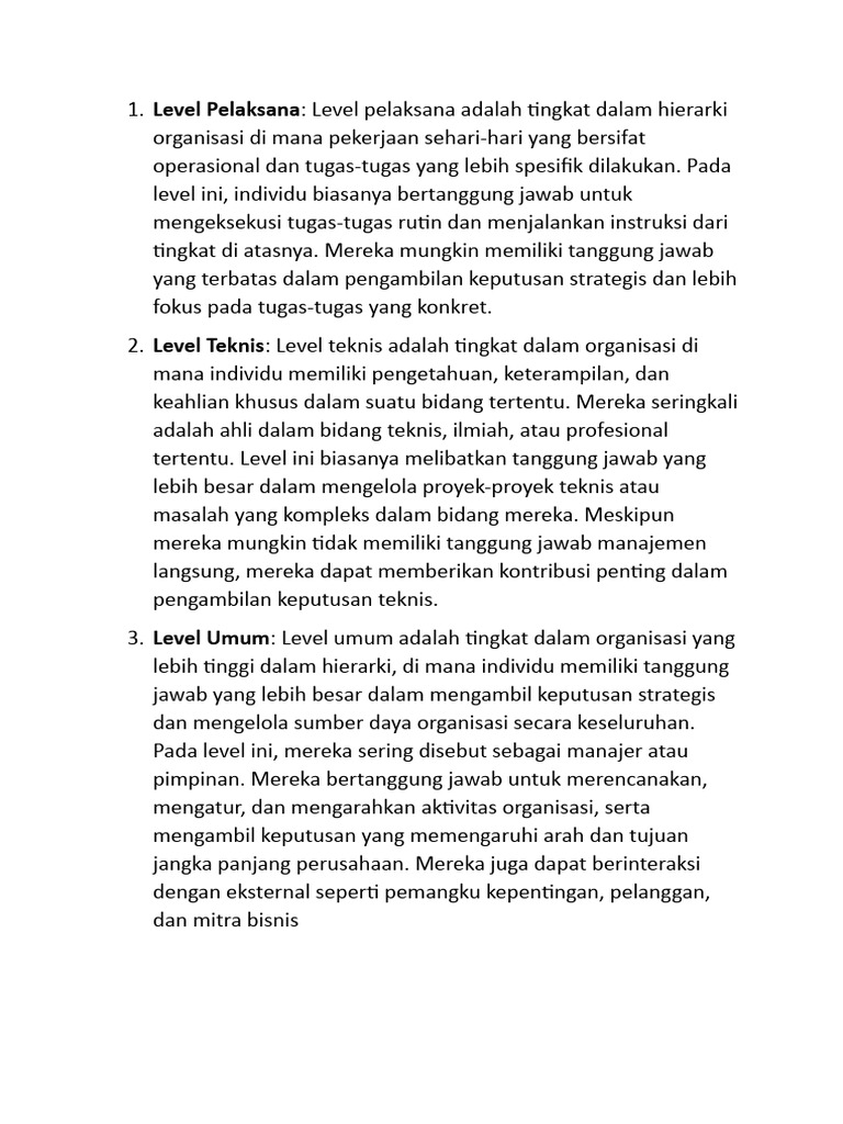 Tingkatan Level dalam Organisasi | PDF