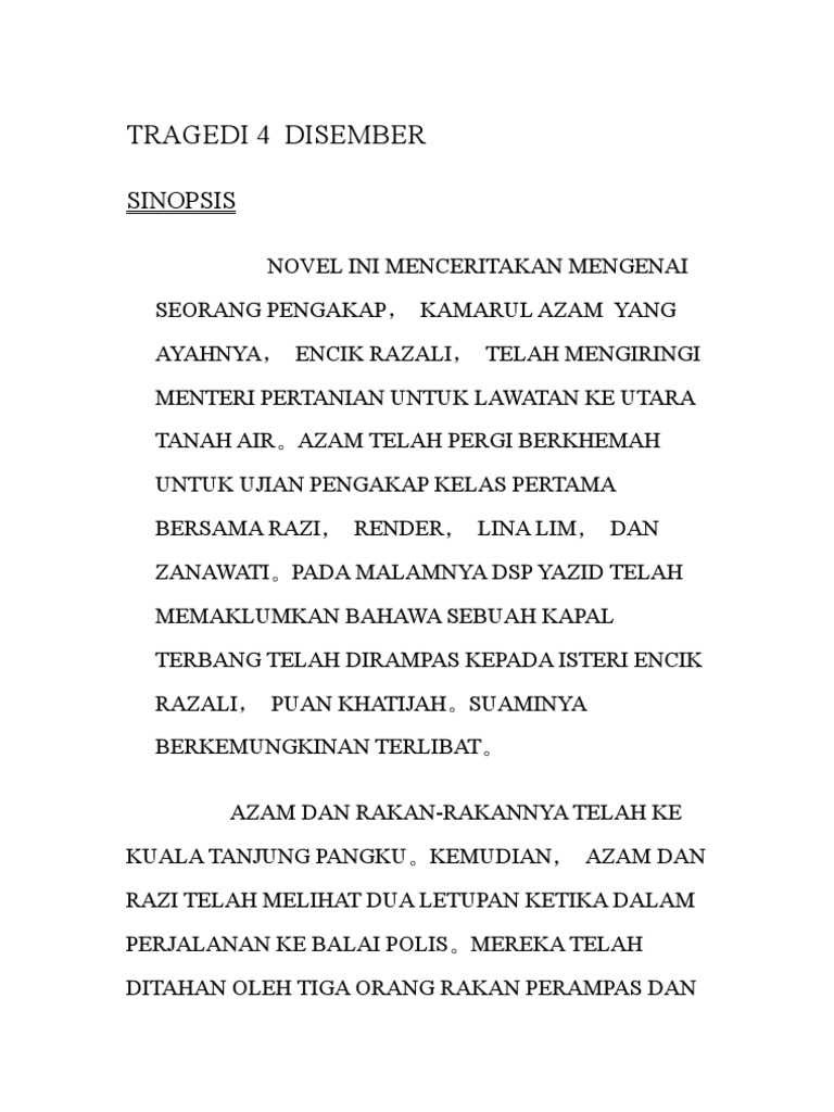 Sinopsis Tragedi 4 Disember | PDF