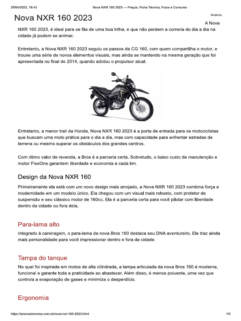 Folder Nova NXR 160 2023 | PDF