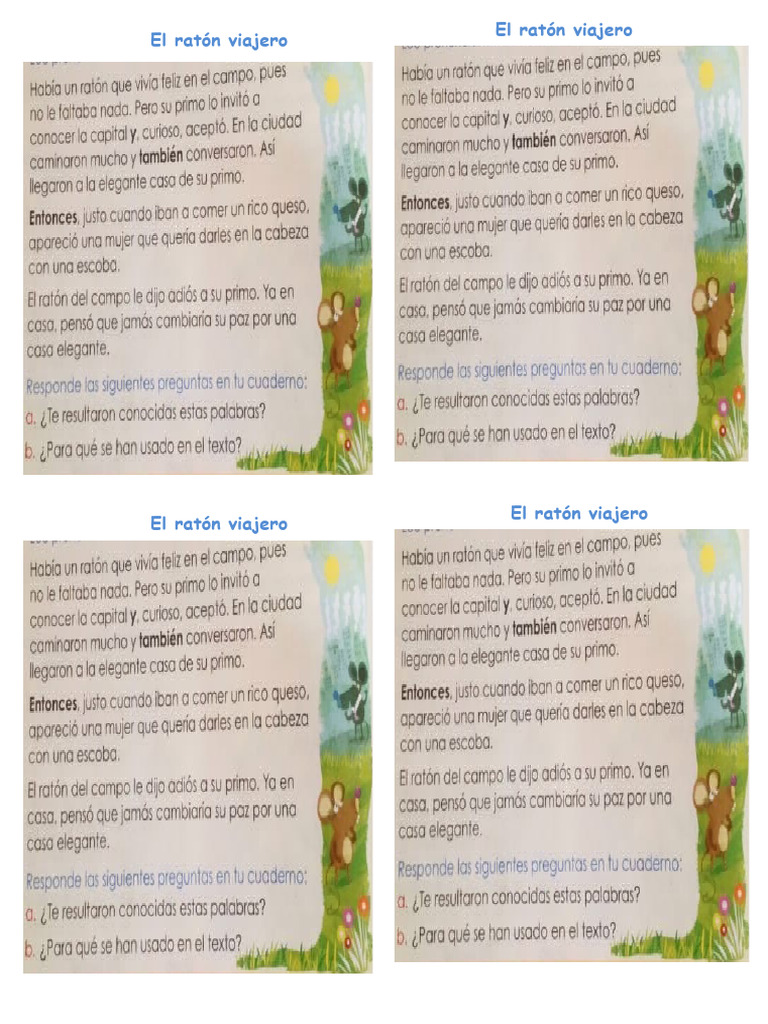 El Ratón Viajero: Cuento PDF | PDF