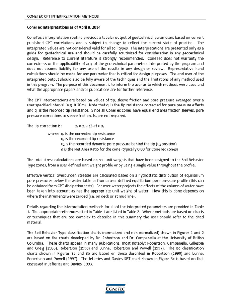 ConeTec CPT Interpretation Methods - SZWRev06A - 2014-09-19 | PDF ...