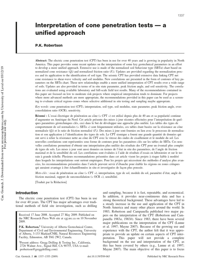 CPT - Interpretation | PDF | Geotechnical Engineering