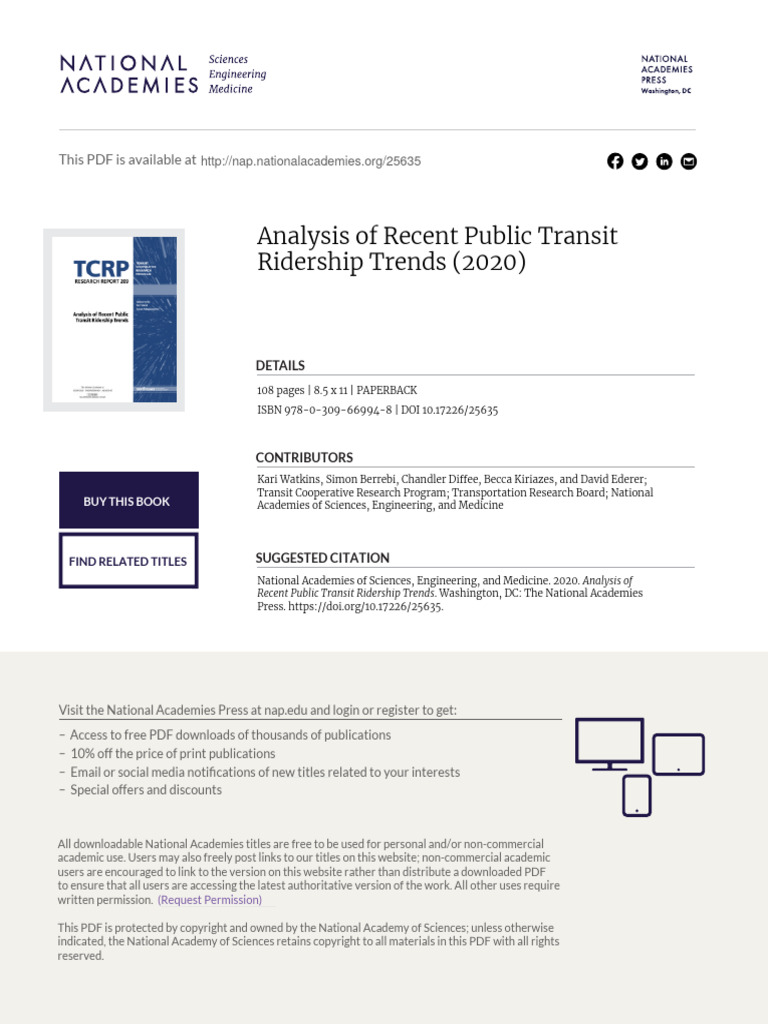 Analysis of Recent Public Transit Ridership Trends (2020) : This PDF Is ...