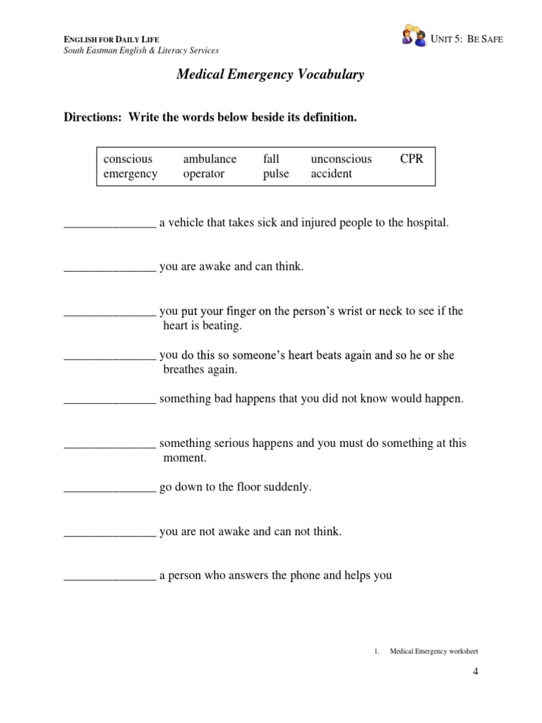 Medical Emergency Vocabulary Guide | PDF