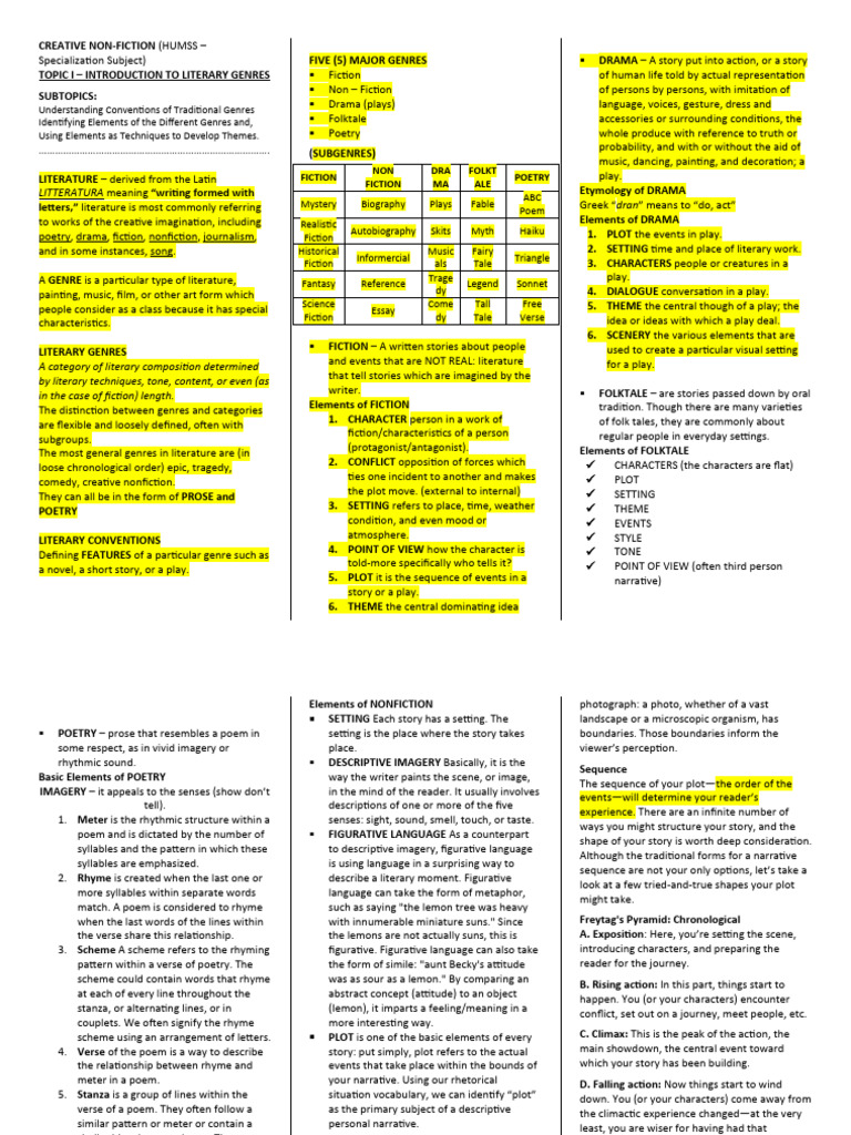 Introduction to Literary Genres | PDF | Narration | Poetry