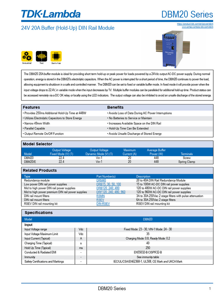 DBM20-Datasheet | PDF | Power Supply | Capacitor